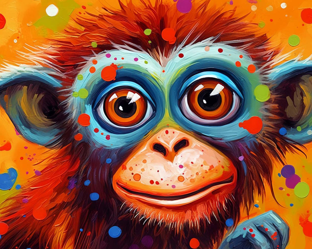 Big-Eyed Monkey Paint by Numbers Kits for Kids – Houseart.uk