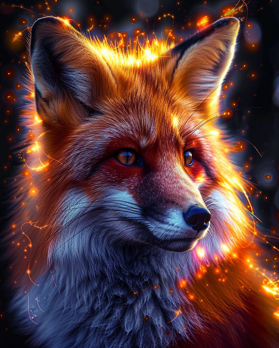 Glowing Fox Paint by Numbers for Adults – Houseart.uk