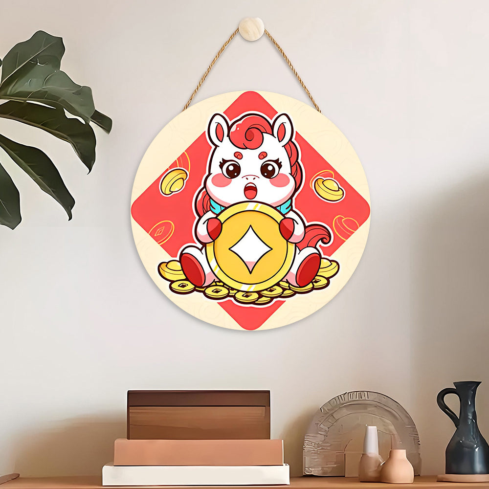 Copper Coins of the Year of the Horse - Paint by Numbers on Wood Slice ...