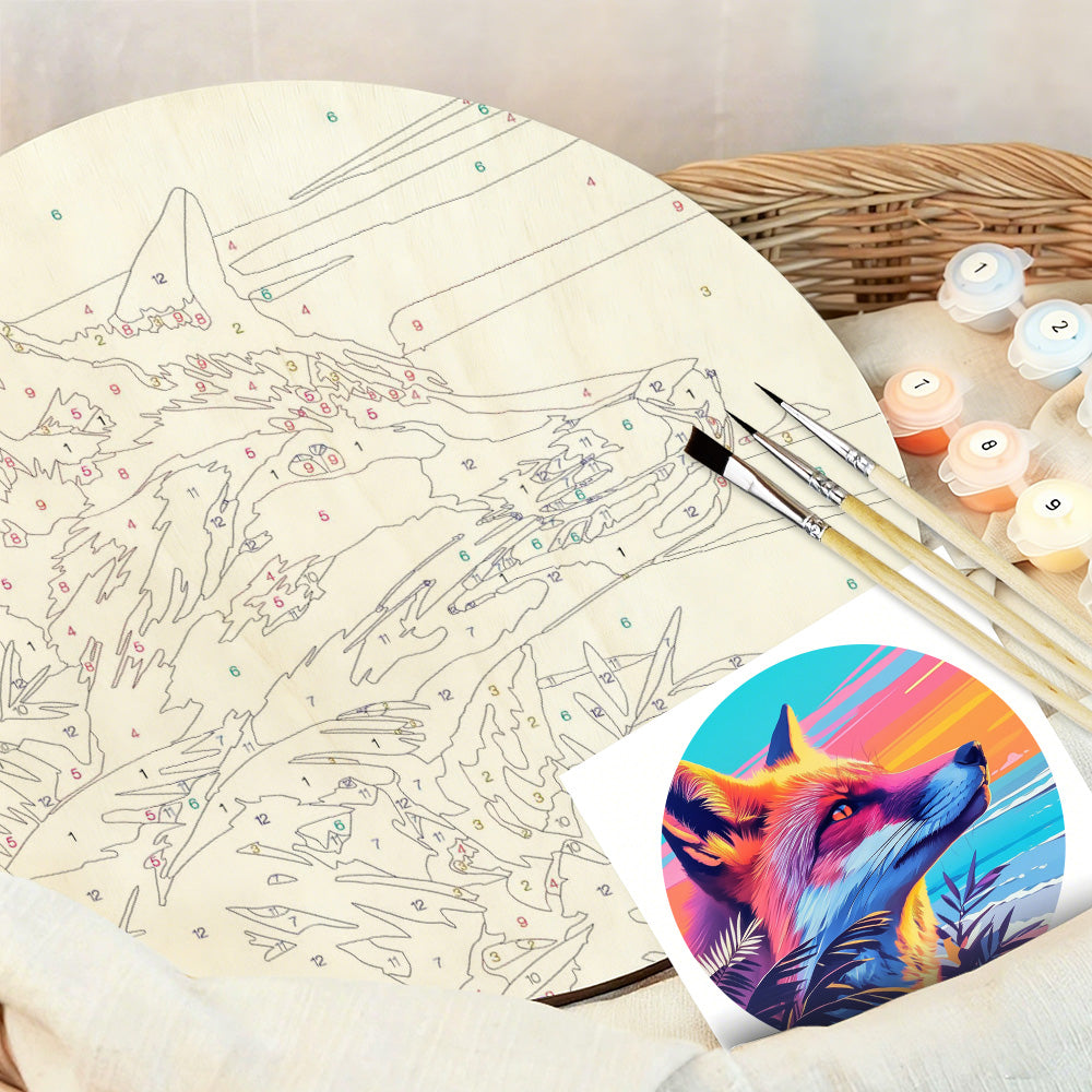 The Wolf is Full of Hope - Paint by Numbers on Wood Slice – Houseart.uk