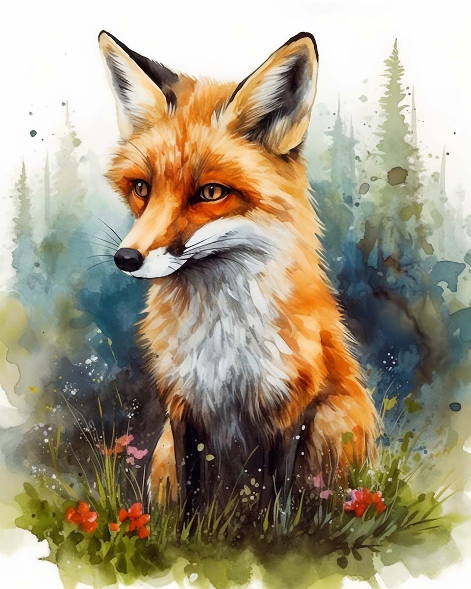 Watercolor Fox Paint by Numbers for Adults – Houseart.uk
